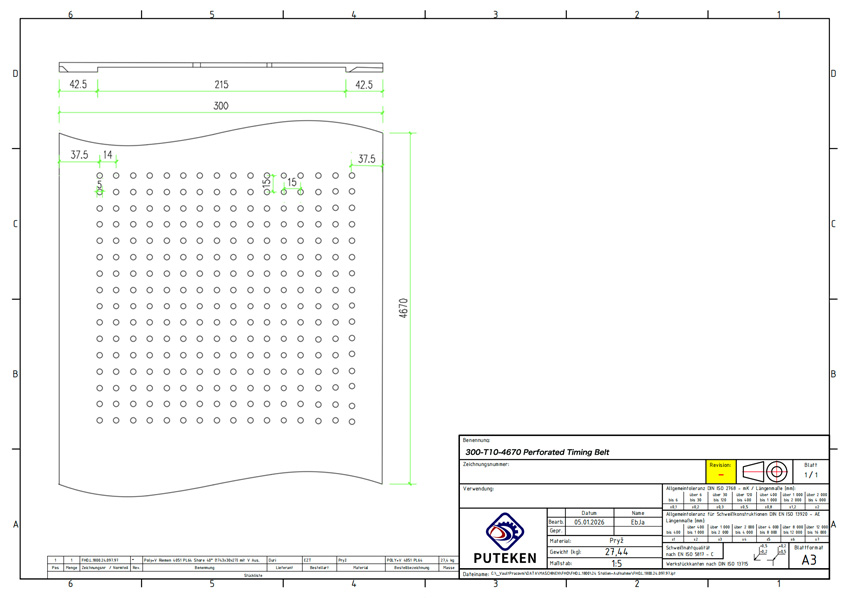 Industrial Belt Technical Drawing Examples