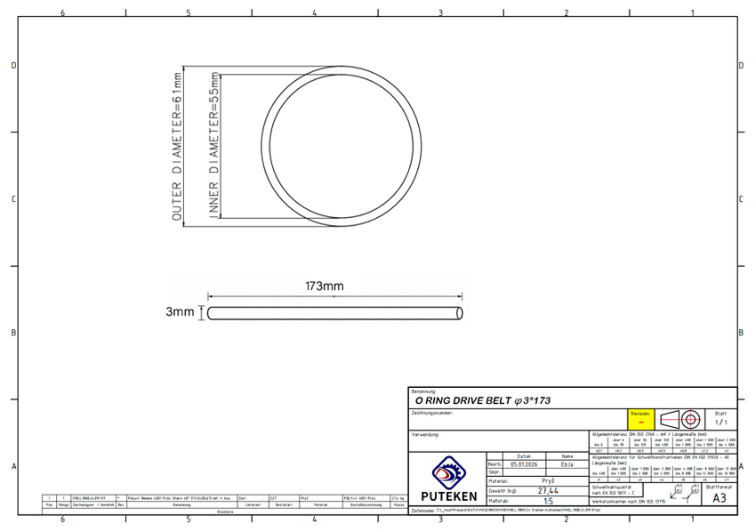 Industrial Belt Technical Drawing Examples