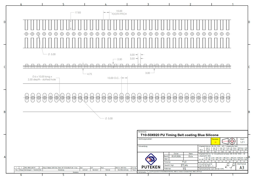 Industrial Belt Technical Drawing Examples